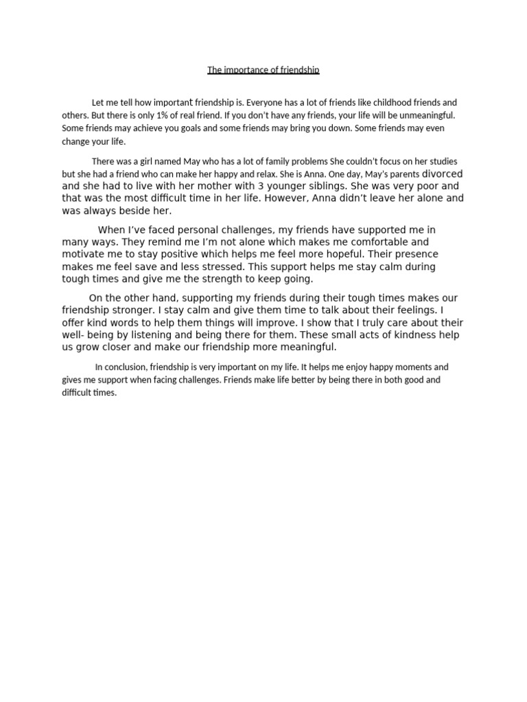 The Importance of Friendship | PDF | Lifestyle