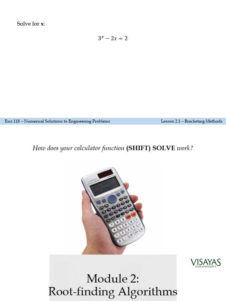 Lesson 2.1 - Bracketing Methods | PDF | Numerical Analysis | Equations