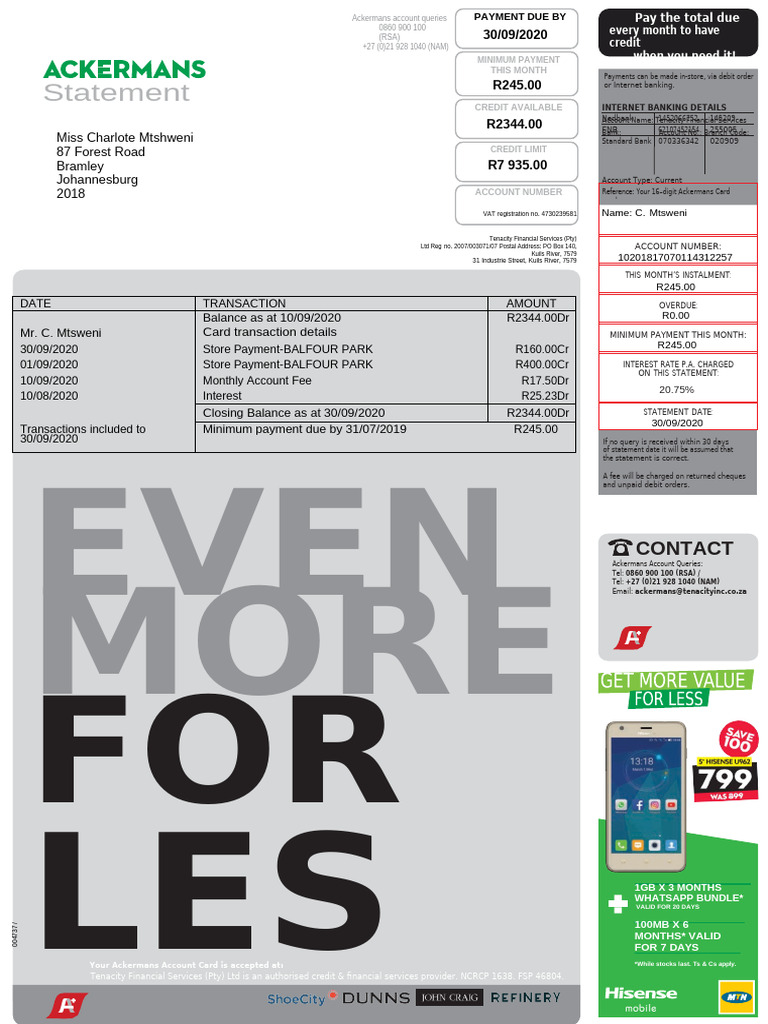 Ackermans Account Management Guide | PDF | Credit Card | Payments