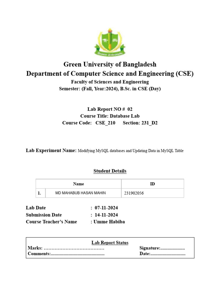 Database Lab 02 | PDF | Databases | Data Management Database Lab 02 | PDF | Databases | Data Management