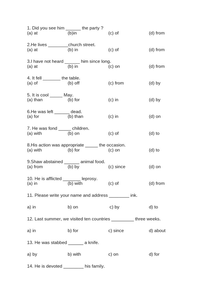 Prepositions Worksheet | PDF | Teaching Methods & Materials
