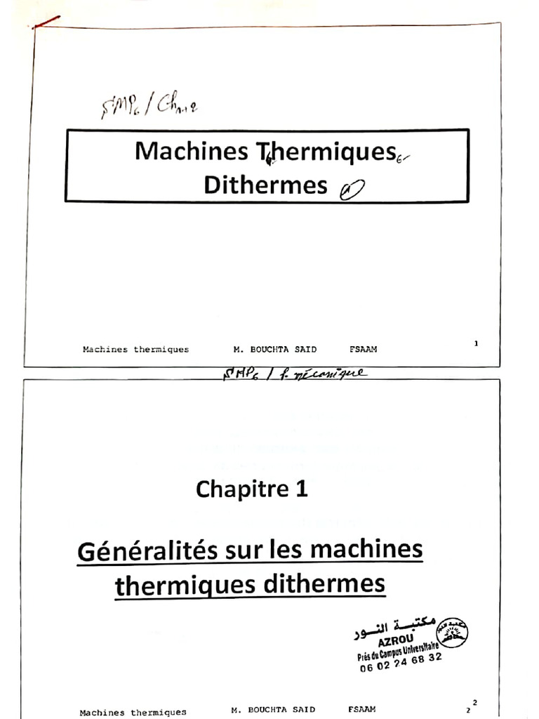 chapitre 1 machine thermique | PDF