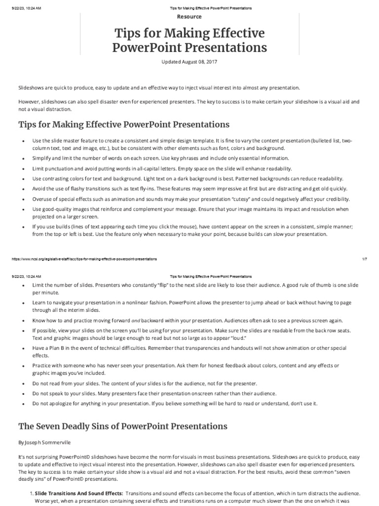 Effective Powerpoint Presentation Tips Pdf Microsoft Power Point