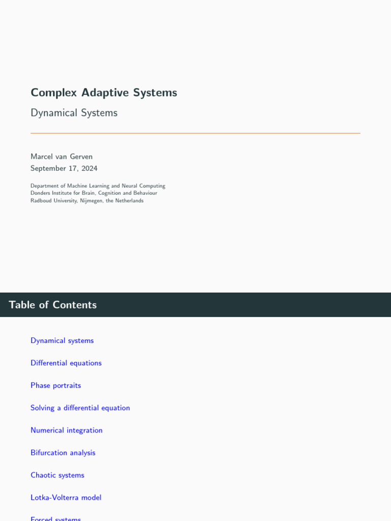 Dynamical Systems Slides | PDF | Ordinary Differential Equation | Equations
