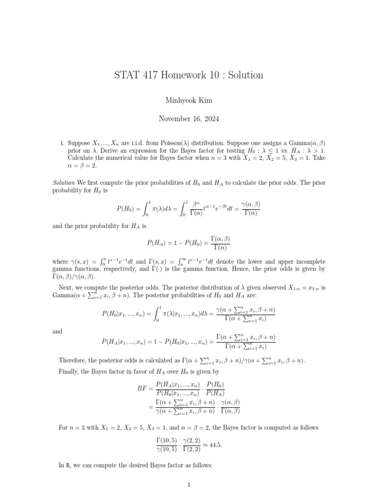 hw10 Sol | PDF | Statistical Inference | Mathematical And Quantitative Methods (Economics)