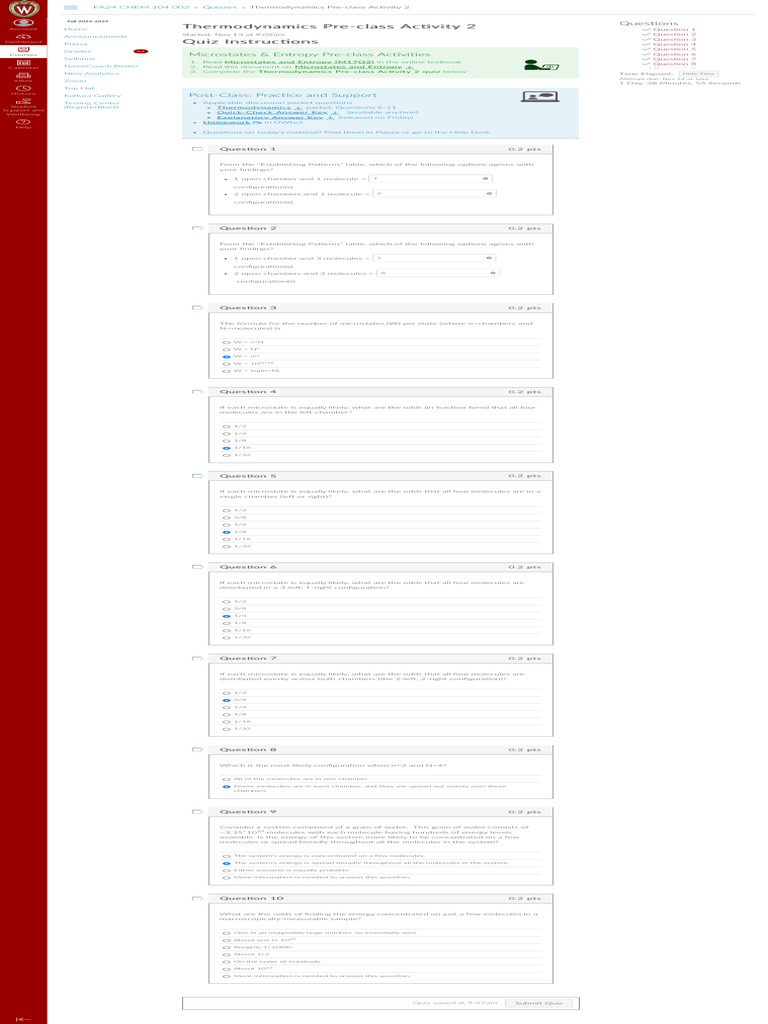 Quiz Thermodynamics Pre-Class Activity 2 | PDF | Metrology | Quantity