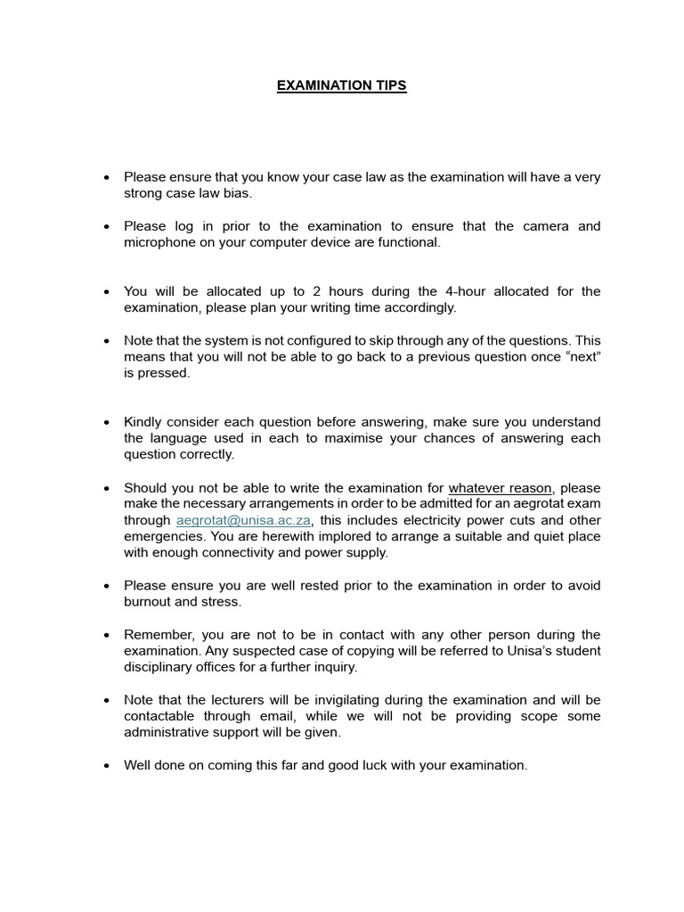 Examination Tips | PDF