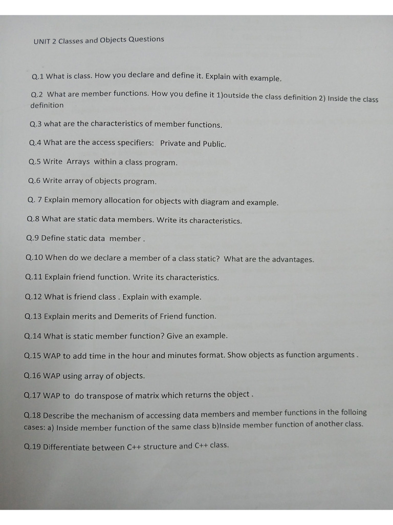 C++ Unit 2 - Classes and Objects | PDF