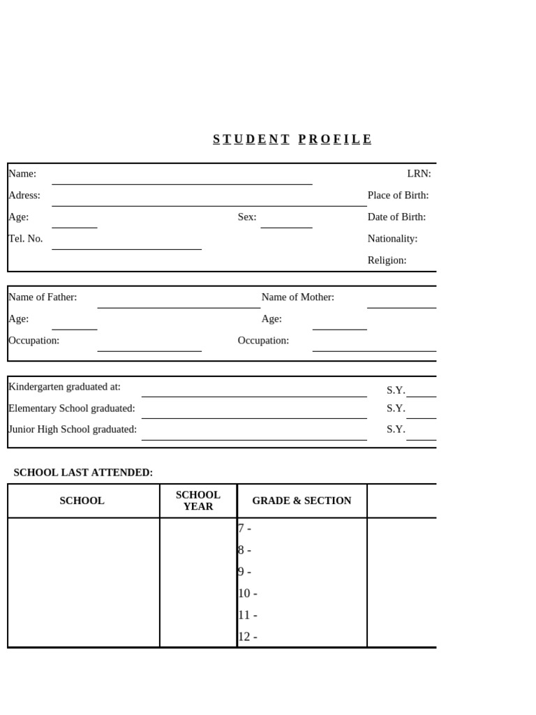 Student Profile Sample | PDF