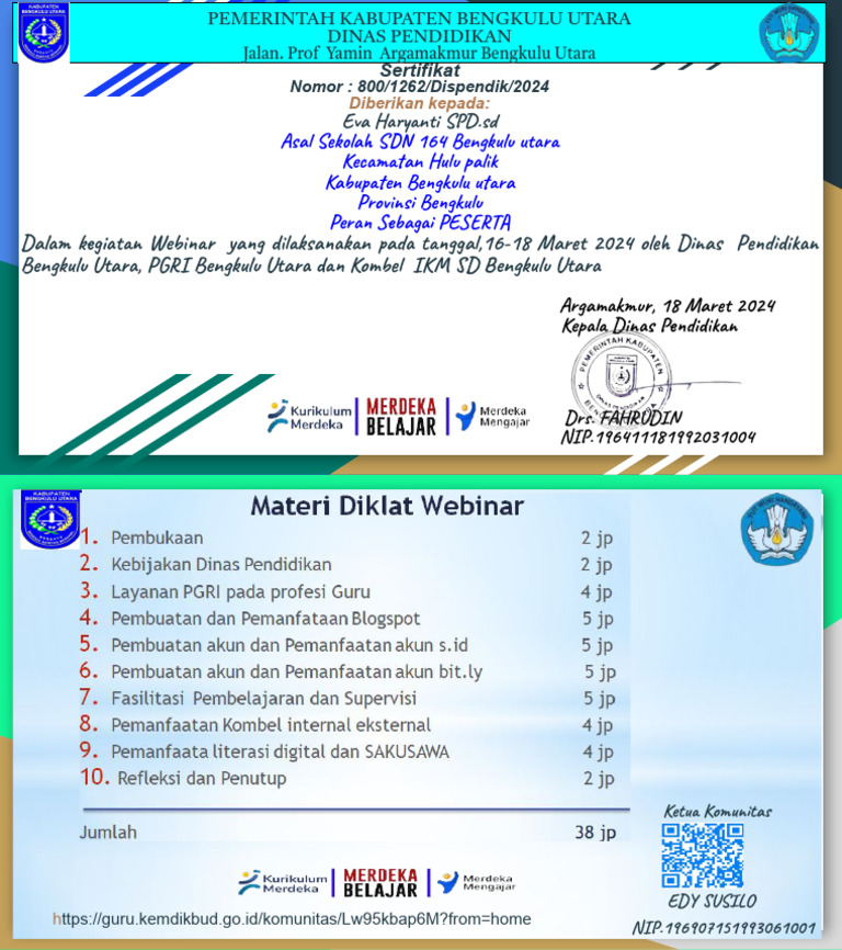 E SERTIFIKAT Eva Haryanti SPD - SD | PDF