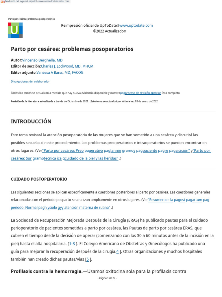 Cesarean Birth Postoperative Issues - En.es | PDF | Parto | Seccion de ...