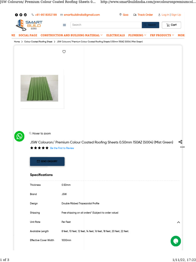 JSW Colouron Premium Colour Coated Roofing Sheets 2022 01-11-17!32!08 ...