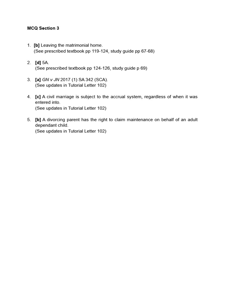 Section 3 Answers To The Multiple-Choice Questions | PDF
