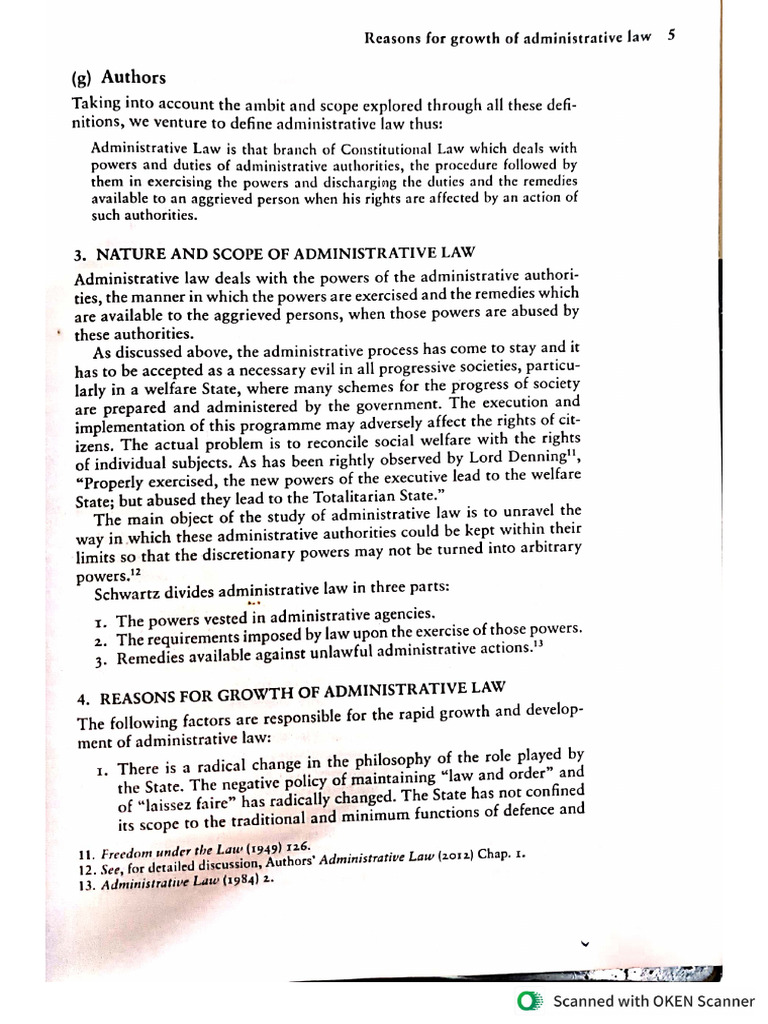 Administrative Law Definition, Reasons, Sources, Growth | PDF