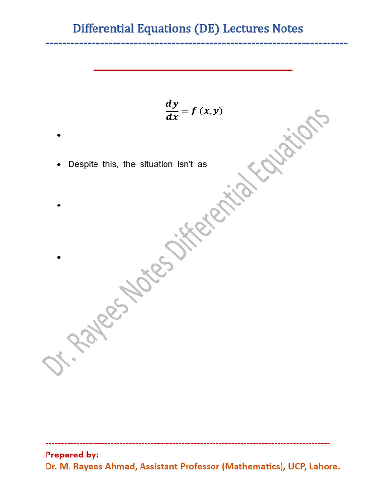 DE Week 3 Lecture | PDF | Equations | Ordinary Differential Equation