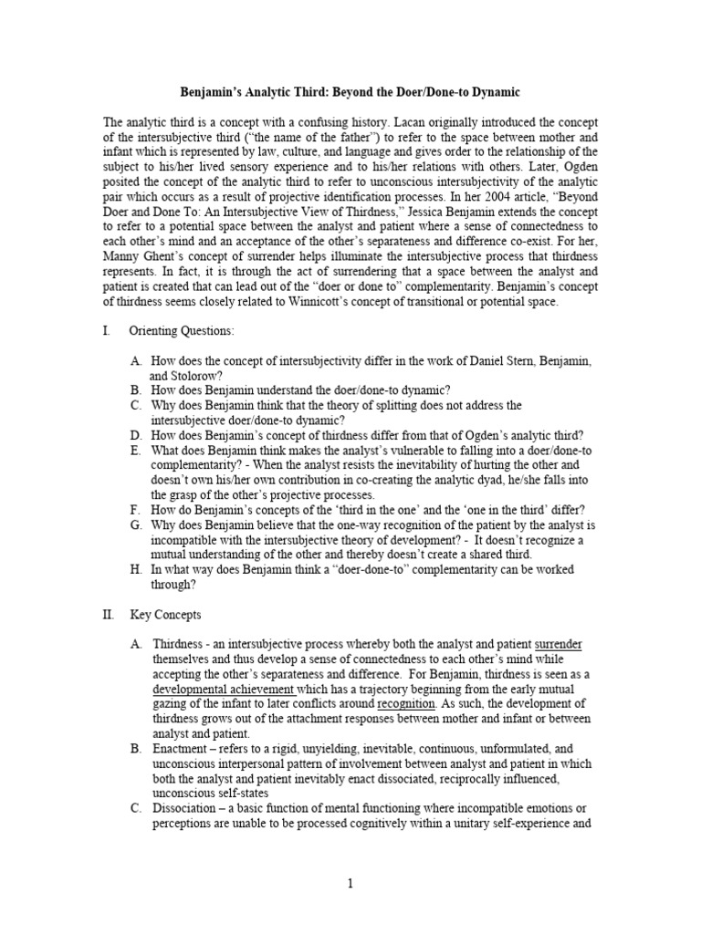 The Analytic Third | PDF | Psychoanalysis | Concept