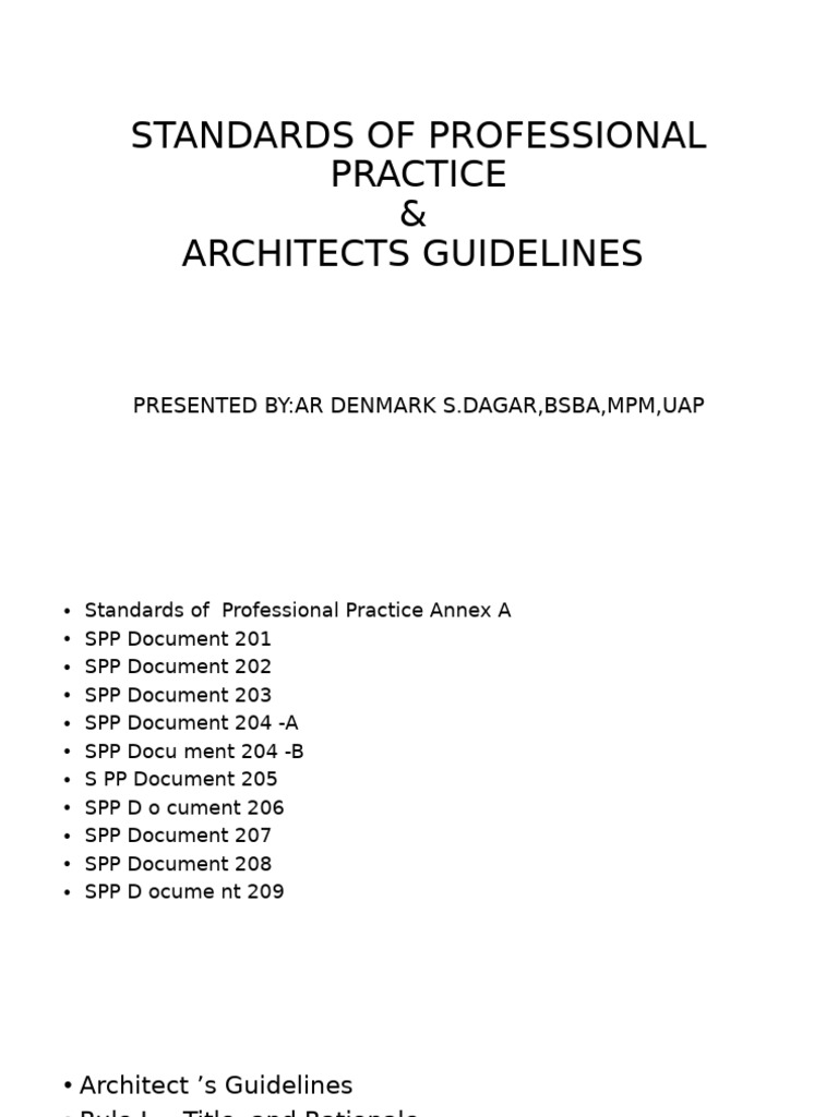 Standards of Professional Practice | PDF | Per Diem | Architect