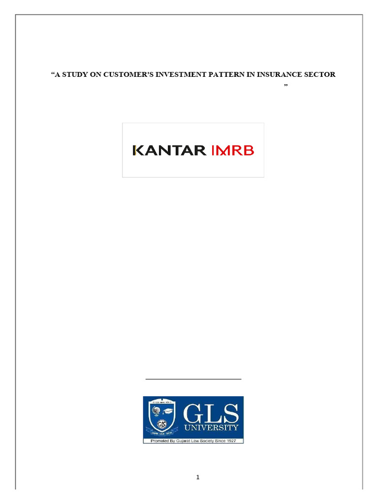 A Study On Customer'S Investment Pattern in Insurance Sector With ...