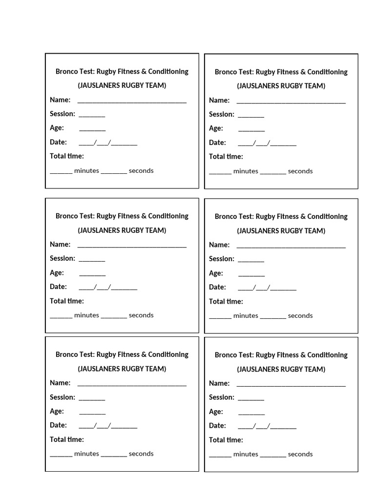 Bronco Test Protocol for Rugby Fitness | PDF | Career & Growth