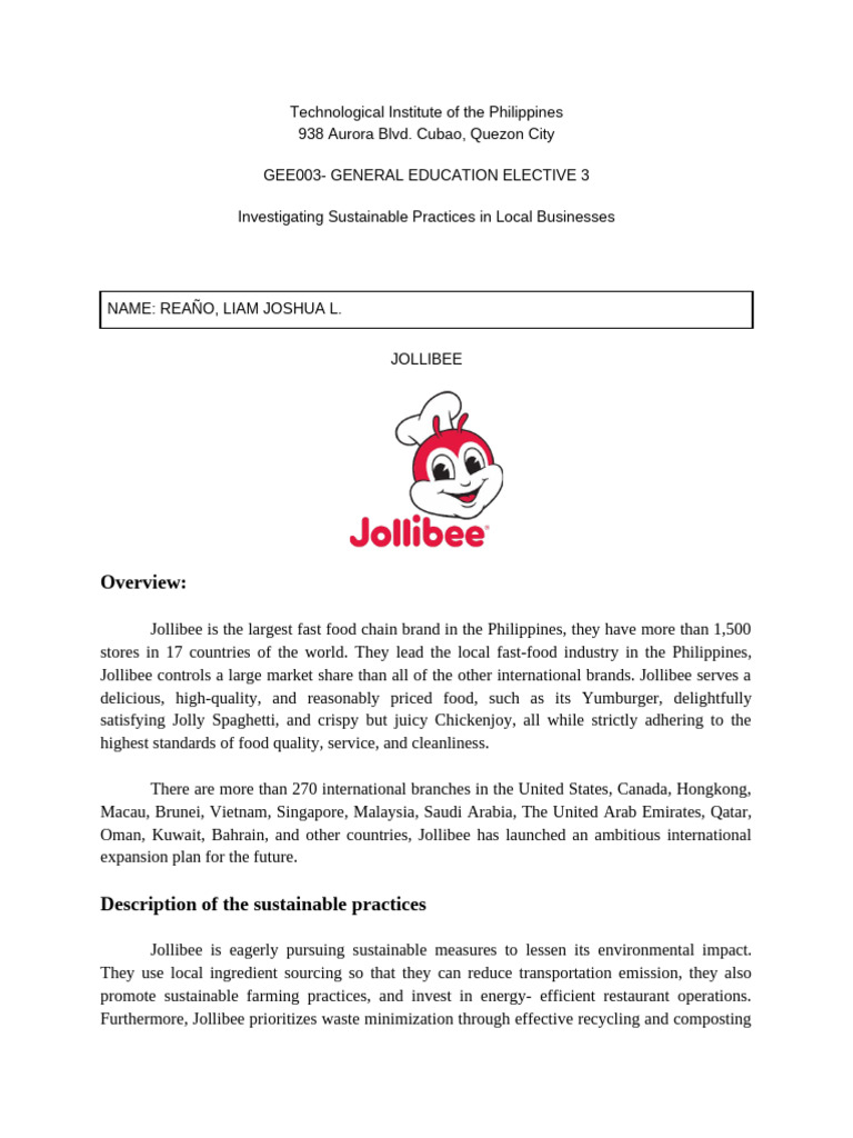 GEE 003 - Activity Template-1 | PDF | Fast Food | Sustainability