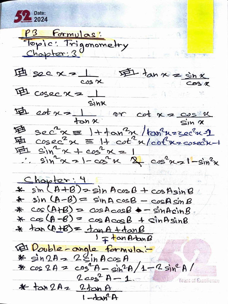 p3 & p4 Formulas | PDF