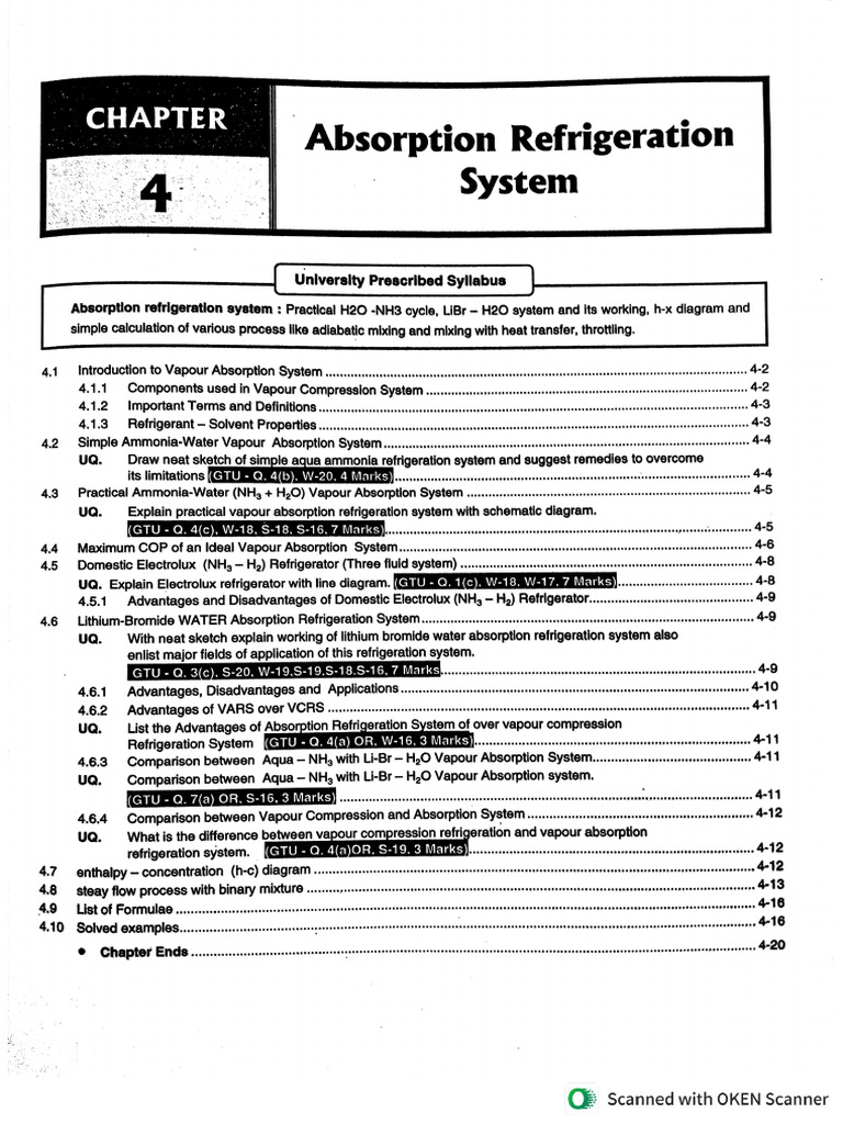 Chapter 4 Absorption Refrigeration System | PDF