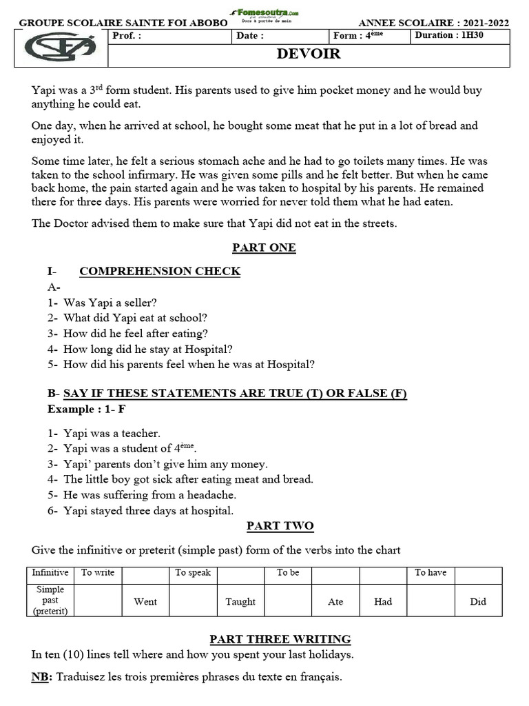 Devoir Anglais 1 | PDF