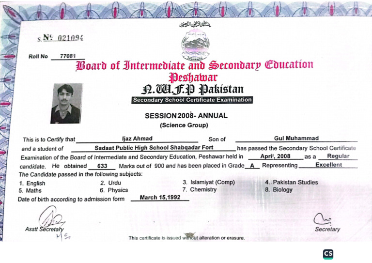 10th Certificate | PDF