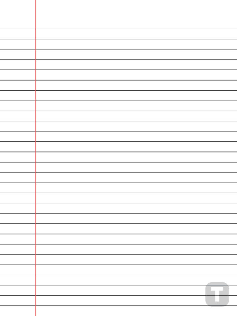 Wide Ruled Notebook Paper Template | PDF