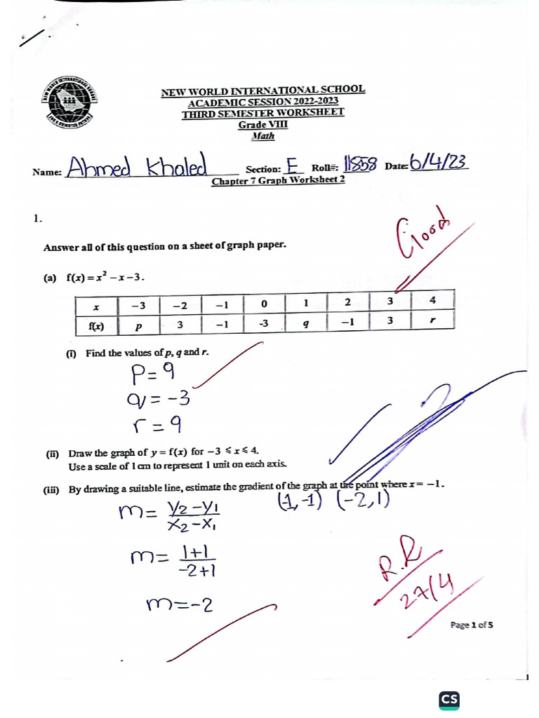 Chapter 7 Graph Worksheet 2 | PDF