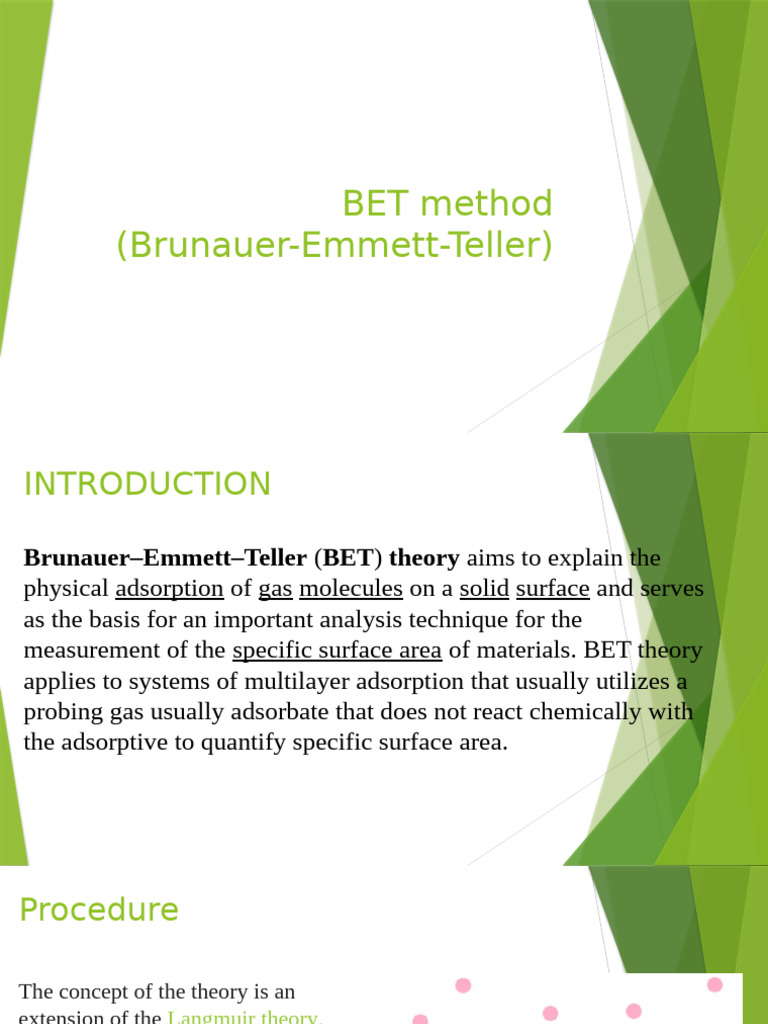 BET Method Final | PDF | Adsorption | Chemistry