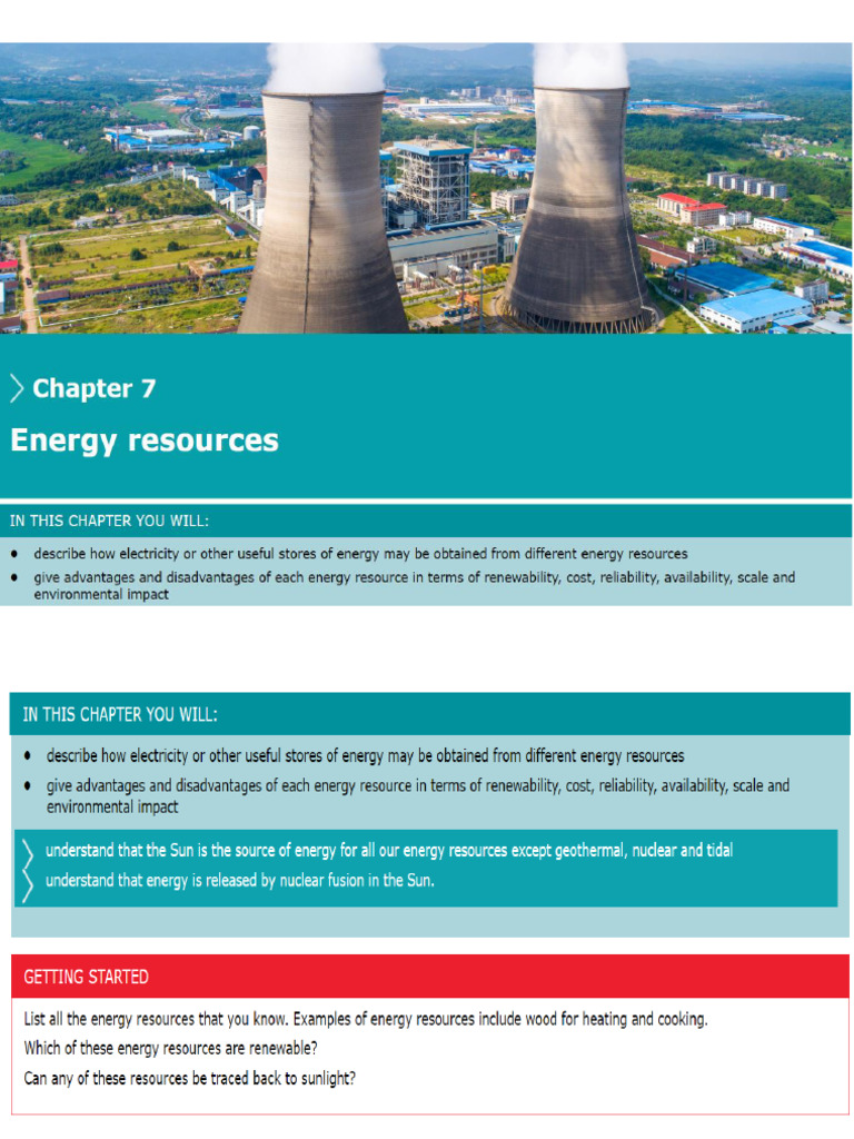 Chapter 7 Energy Resources Text Book Reference | PDF