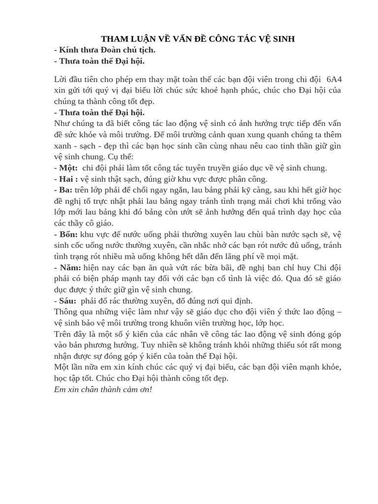 Tham Luan Về Vấn Đề Vệ Sinh | PDF