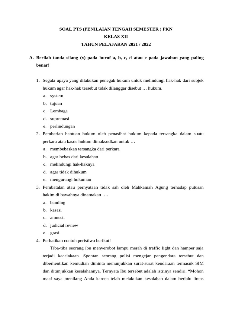 Kelas 12 - Soal Pas Semester Ganjil | PDF