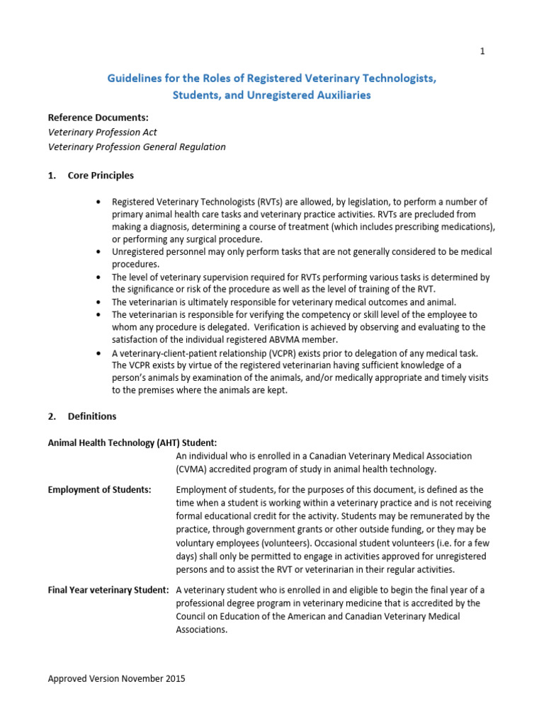 RVT Roles and Guidelines Overview | PDF | Veterinary Medicine | Anesthesia