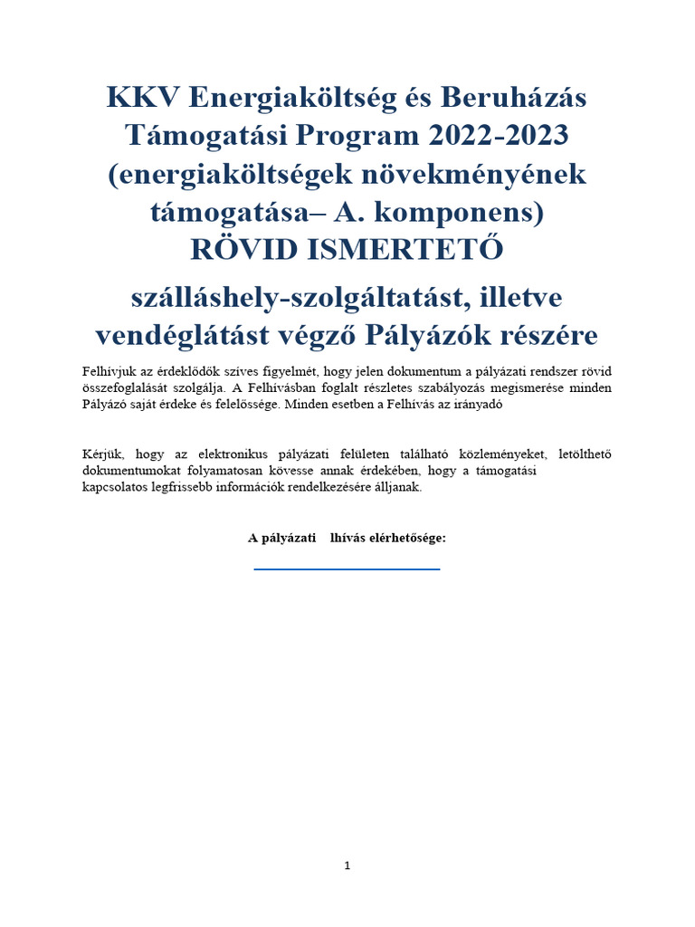 E-Intenziv KKV Tamogatasi Program Palyazas Menete A Szalloda ...