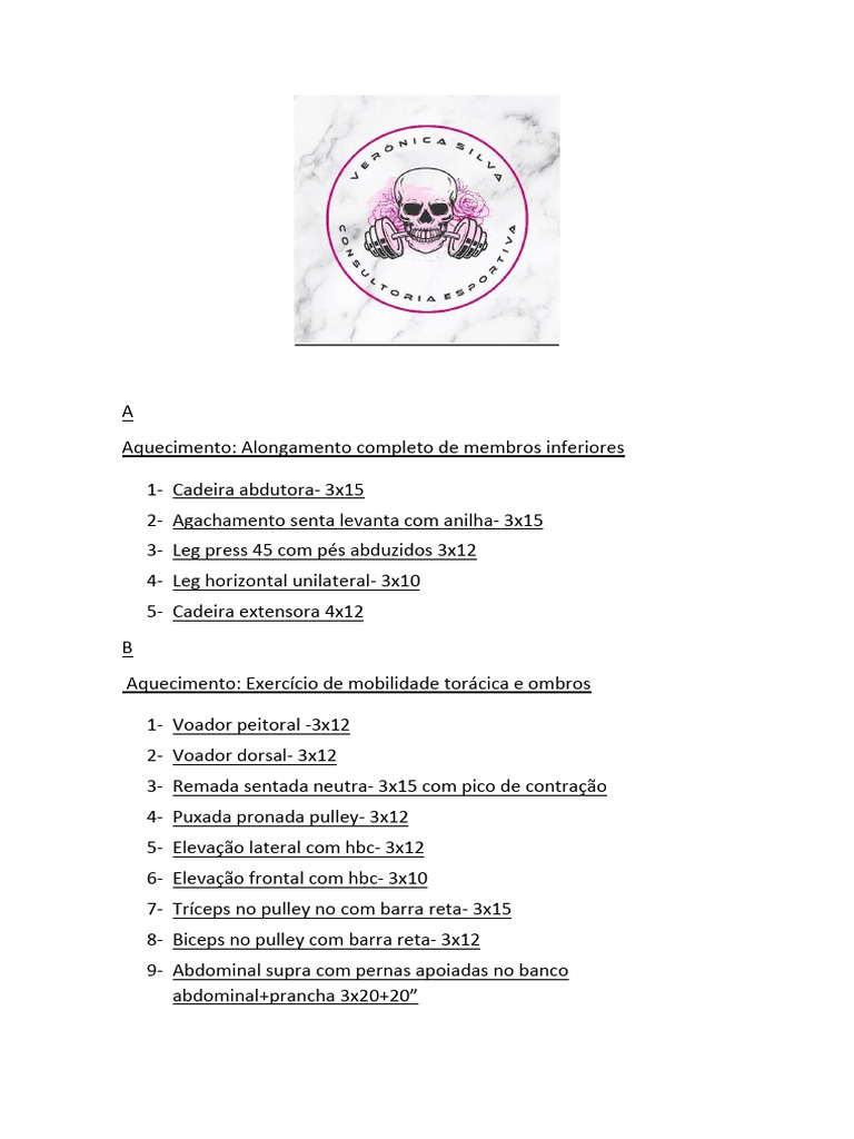 Treino - Bruna Silva Fernandez de Moura | PDF