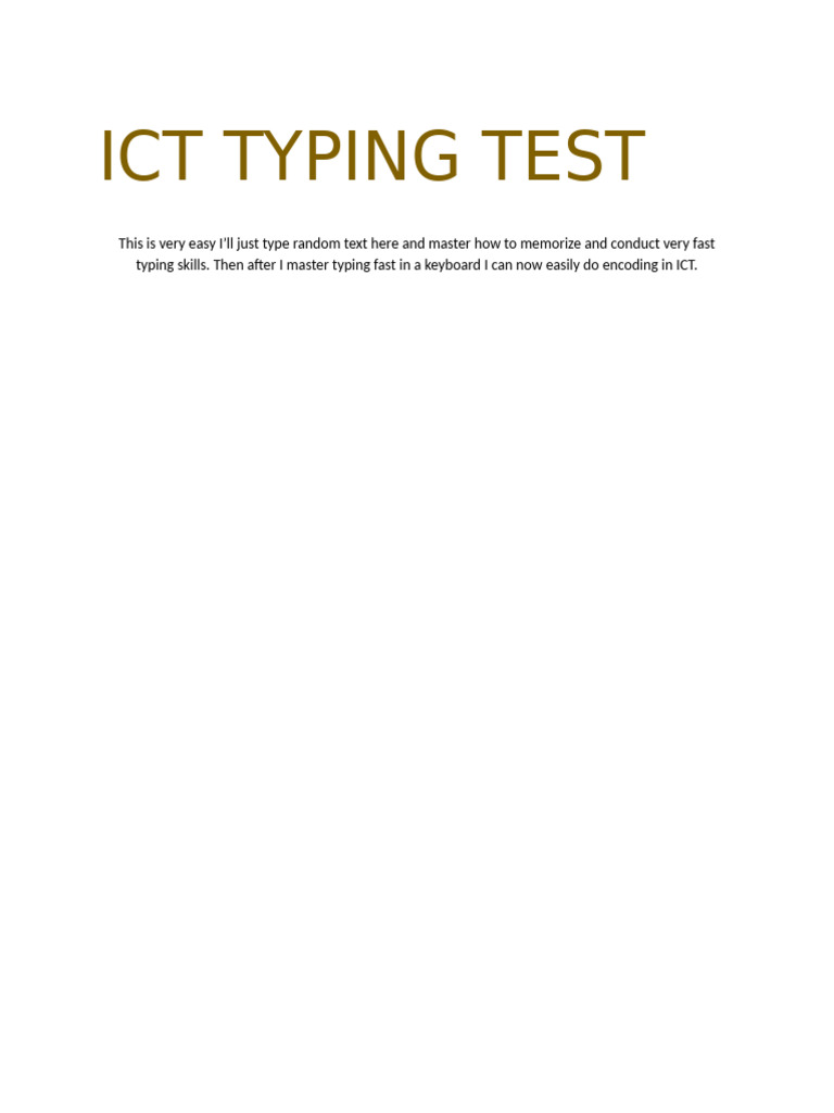 ICT Typing Test for Fast Skills | PDF