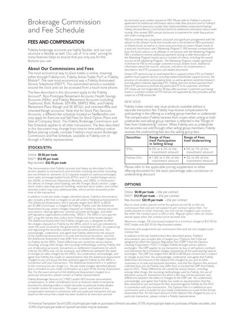 Brokerage Commissions Fee Schedule | PDF | Option (Finance) | Bonds ...