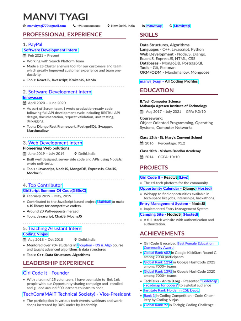 Manvi Tyagi Resume PDF | PDF | Web Development | Information Technology