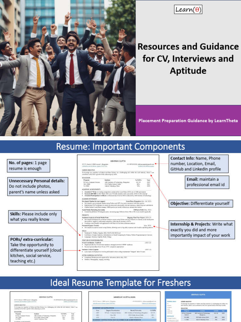 Guidance For Resume, Interviews and Aptitude | PDF | Résumé ...