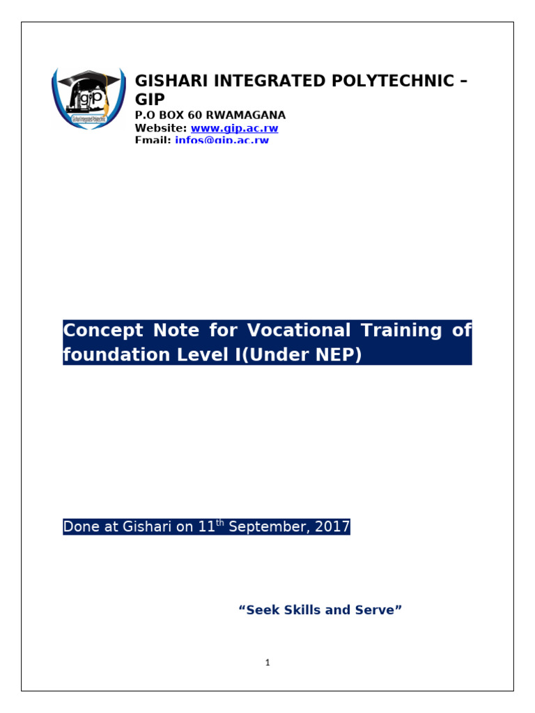 Vocational Training Concept Note | PDF | Vocational Education | Engines