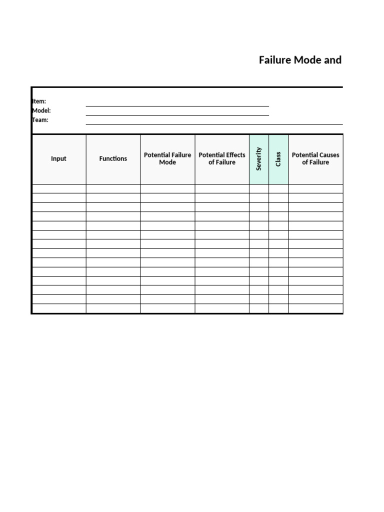 FMEA Template | PDF | Systems Engineering | Reliability Engineering