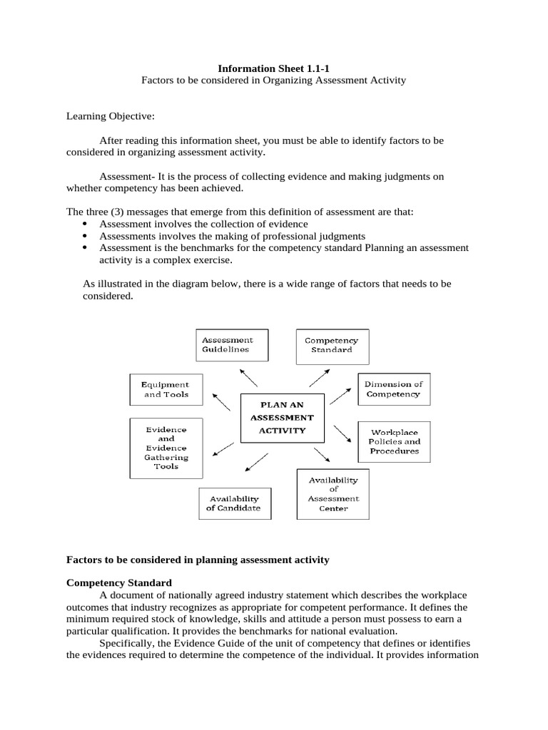 Factors To Be Considered in Organizing Assessment Activity | PDF ...