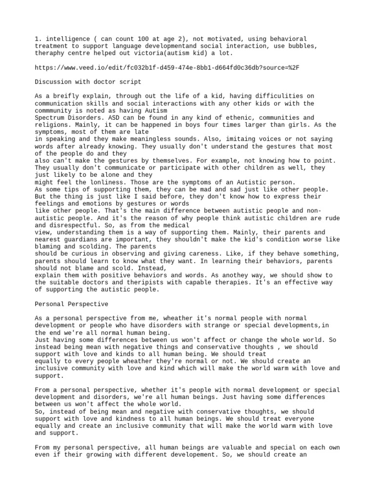 Autism Extra Notes | PDF | Autism Spectrum | Psychology