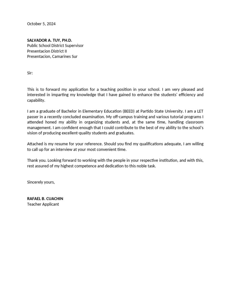 Application Letter | PDF