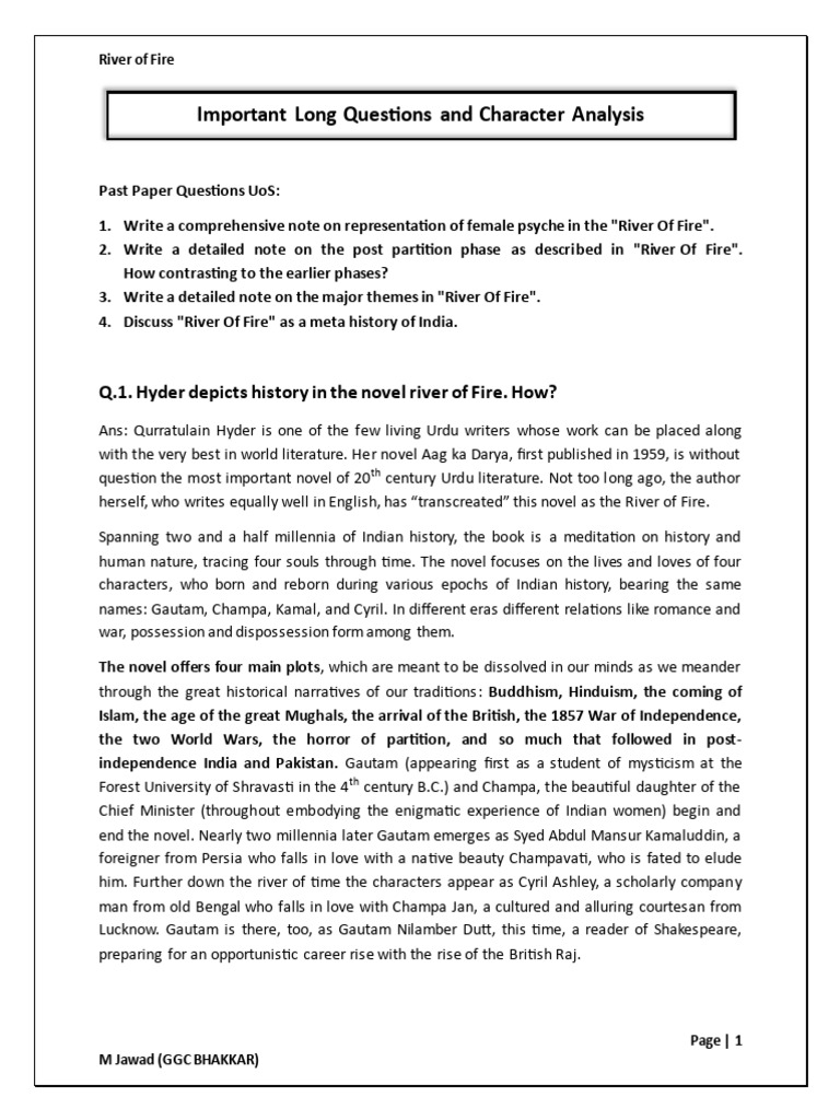 Long Questions River of Fire | PDF