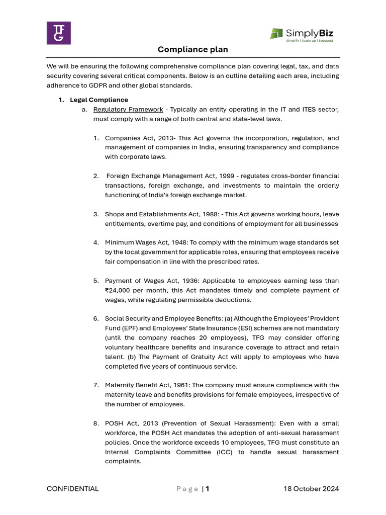 Compliance_plan | PDF | Taxes | Corporate Tax