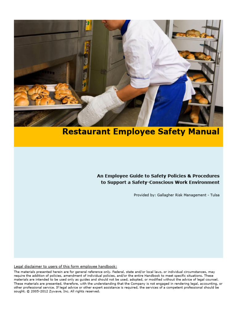 Employeesafetymanual Restaurant | PDF | Knife | Occupational Safety And ...