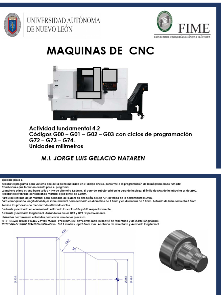 A4.2 Programas Torno CNC Emco 342 | PDF | Control numerico | Mecanizado